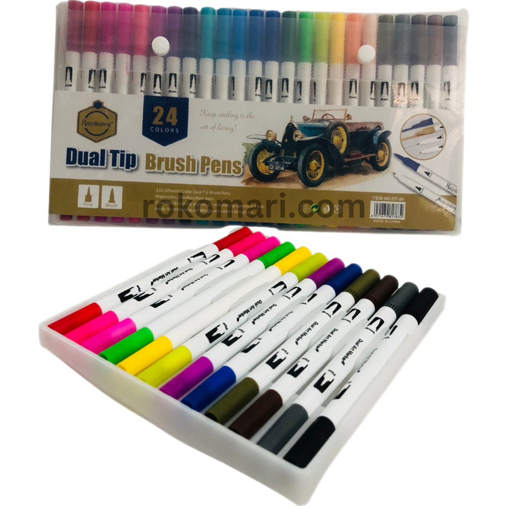 Keep Smiling Dual Tip Brush Pen 24 Pcs - DT24 : Keep Smiling | Rokomari.com
