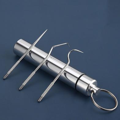 1 Set Toothpick Set Metal Stainless Steel Oral Cleaning Tooth Flossing ...