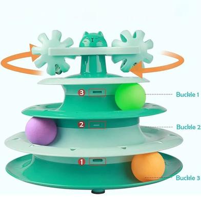 Cat Toy Roller 4-Level Turntable Cat Toy Balls with Three Colorful ...