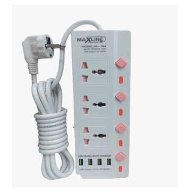 MaxLine ML-704 4 USB 7 Outlets Fast Charging Multiplug Power Strip : MAXLINE | Rokomari.com