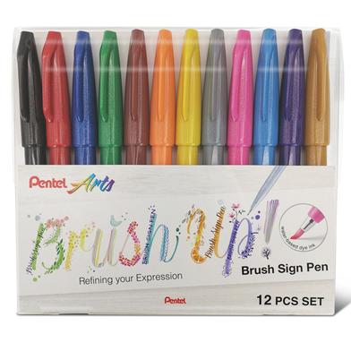 Pentel Brush Sign Pen 12 Colors Set - SES15C-12ST : Pentel | Rokomari.com