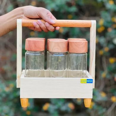 Spice Box Glass Jar with Wooden Lid : Non-Brand | Rokomari.com